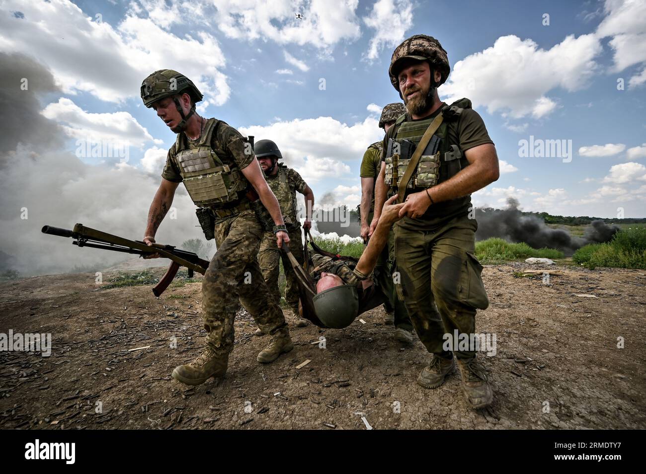 UKRAINE - AUGUST 16, 2023 - Servicemen of the 128th Separate Brigade of Territorial Defence ...