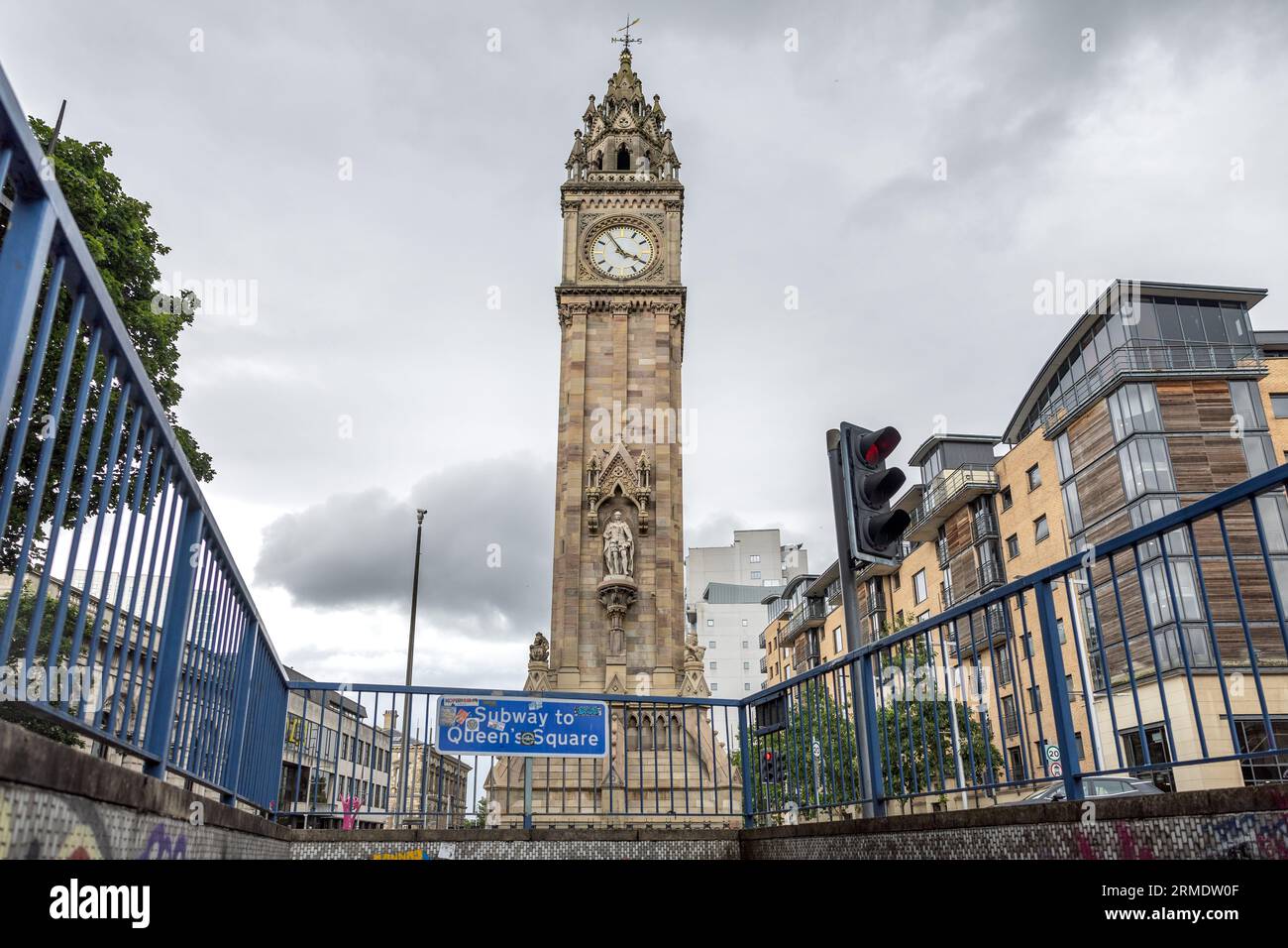 The leaning Albert Memorial Clock, 17 Queens Square, Belfast, Northern ...