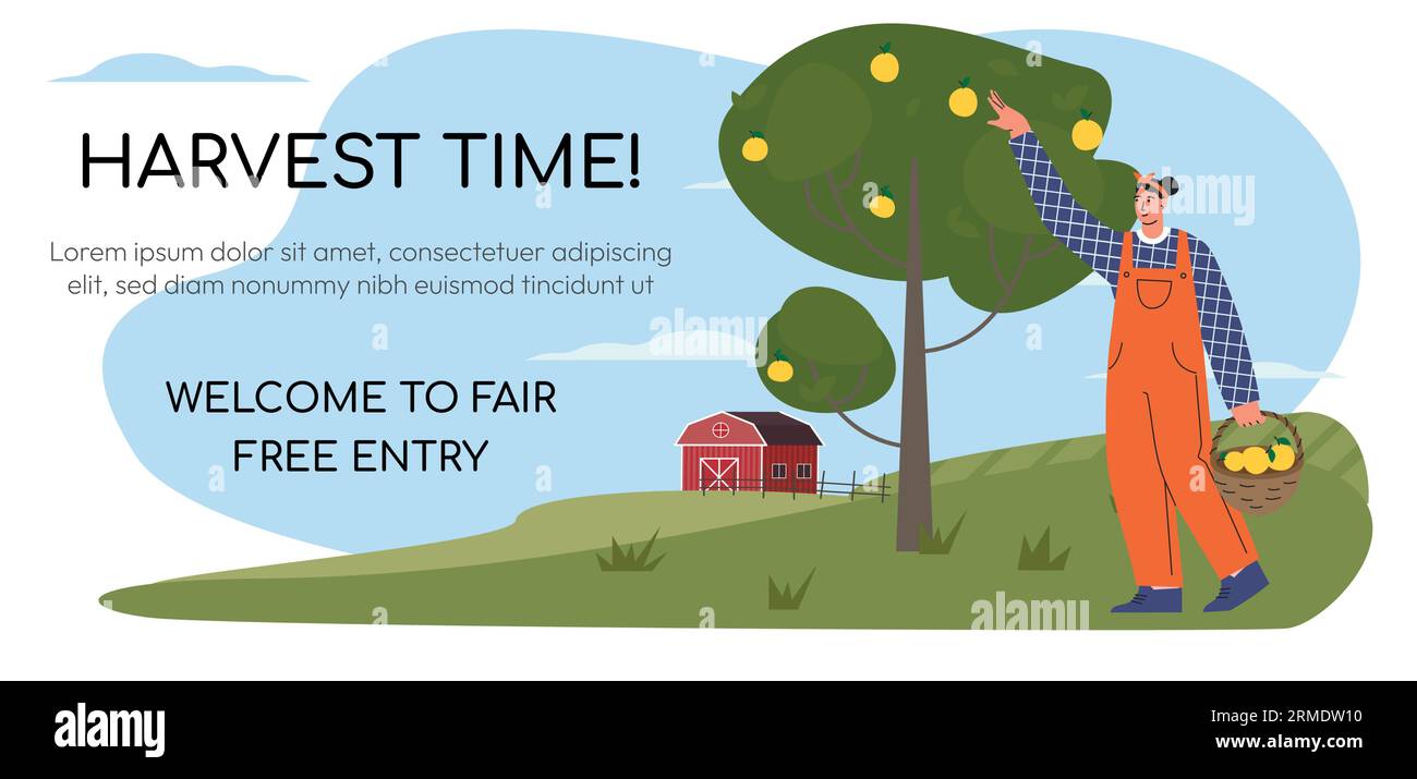 Farmer at work, agricultural worker harvesting crops. Apple harvesting. Life in farm, beautiful ...