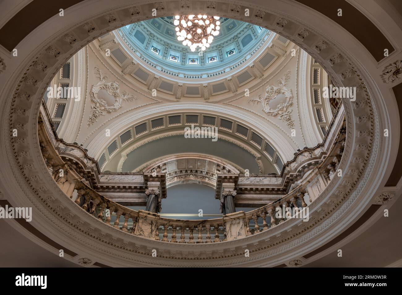 Dome ceiling in entrance hall, Belfast City Hall, Belfast, Northern ...