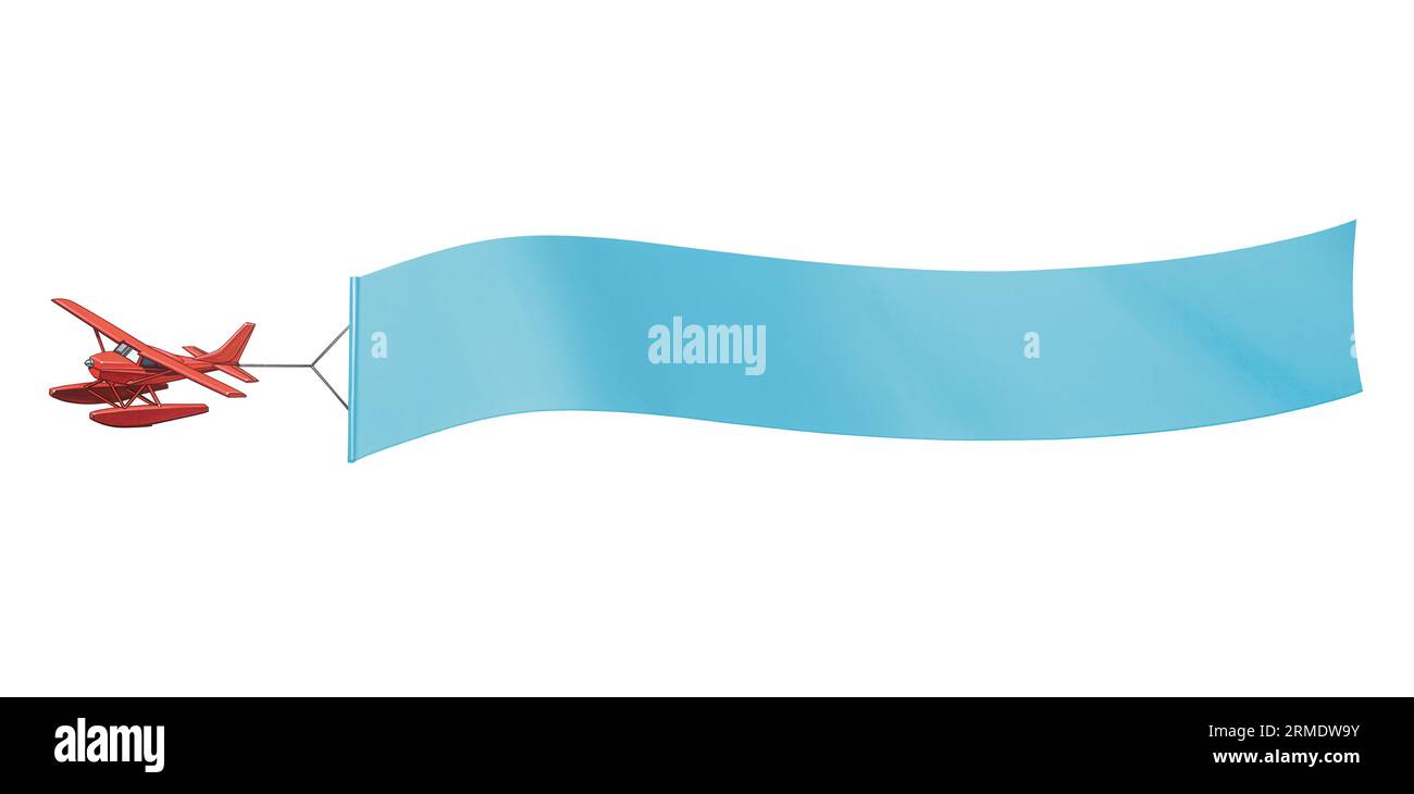 Illustrated Flying Airplane with Banner Stock Photo - Alamy