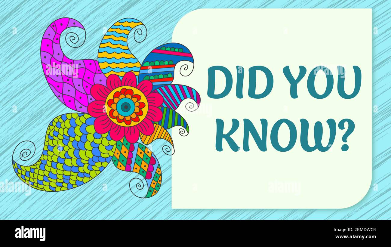 Did You Know Colorful Mandala Element Blue Rounded Square Text Stock ...