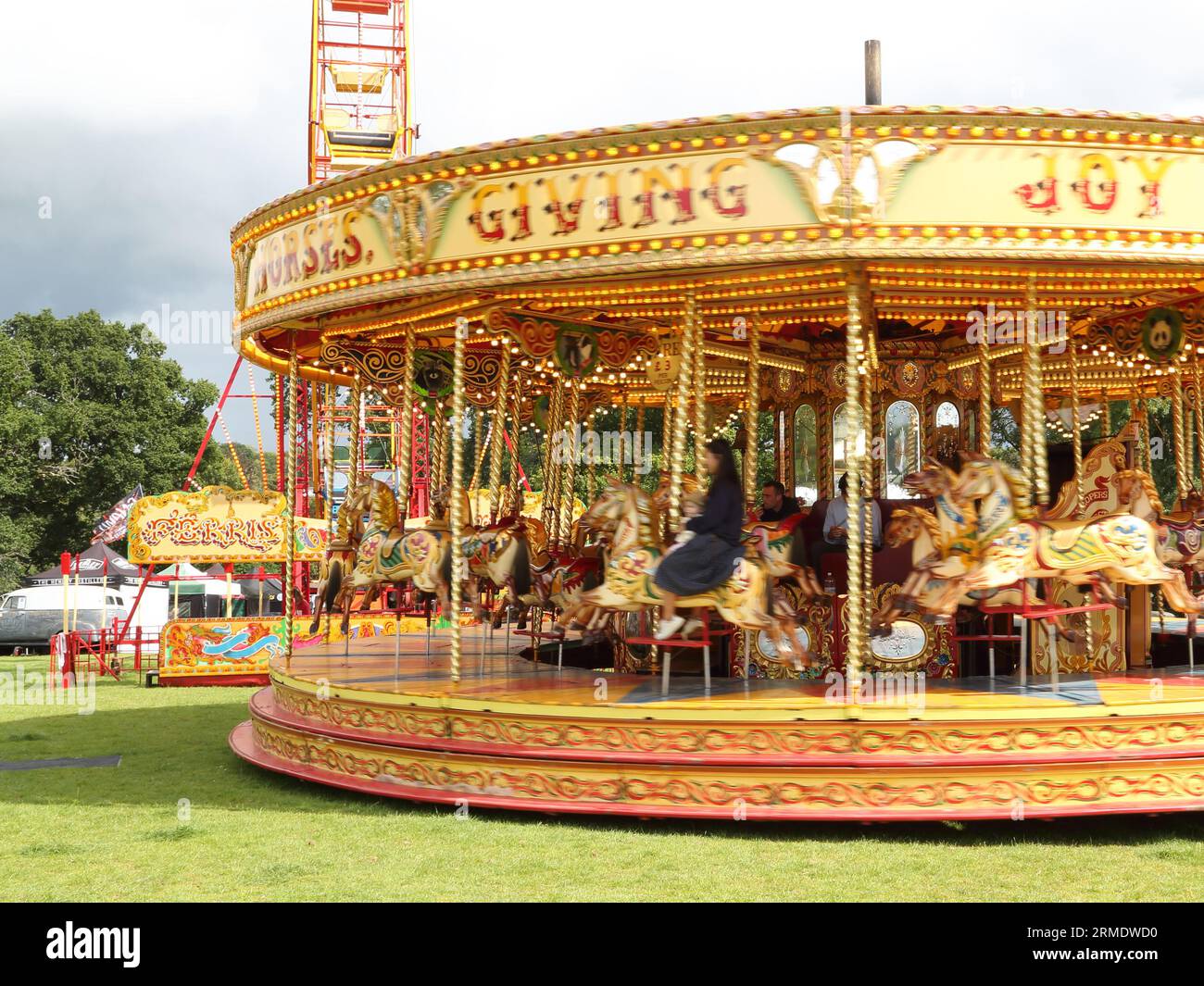 A vintage carousel at Lady McAlpine's estate in Fawley Hill near Henley ...