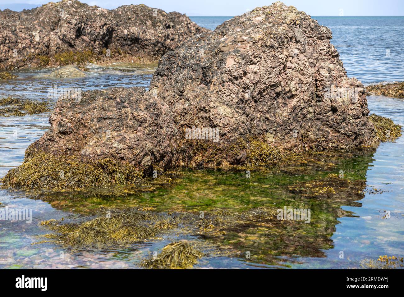 Rocks by Cushendun Caves, Cushendun, Antrim, Northern Ireland, UK- used ...