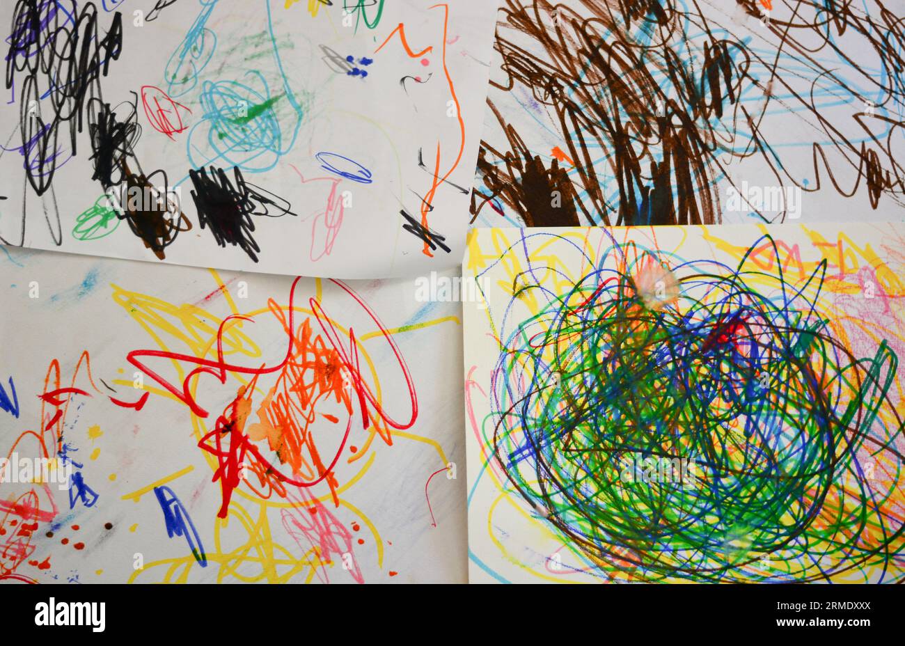 the first drawings of Little Artists Stock Photo - Alamy