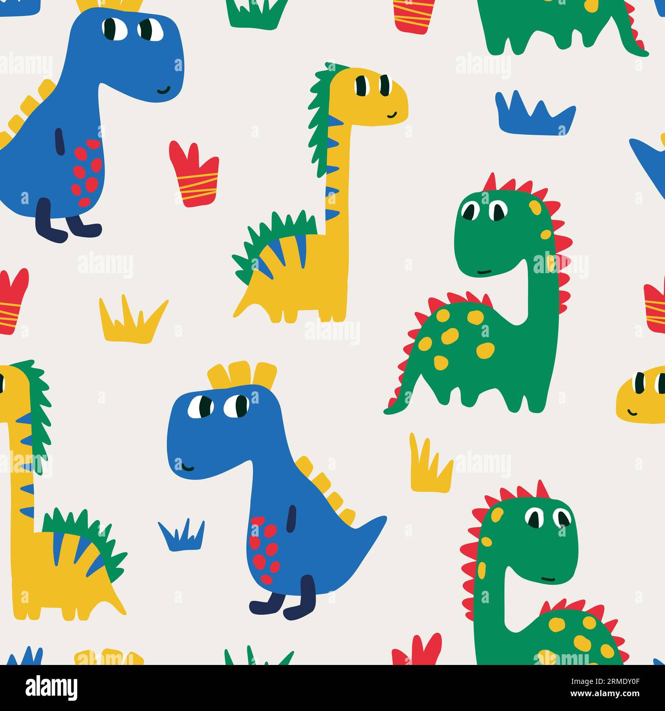Childish repeating pattern with dinosaurs in Scandinavian style ...