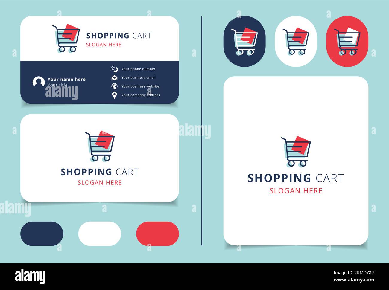 Shopping cart logo design with editable slogan. Branding book and ...
