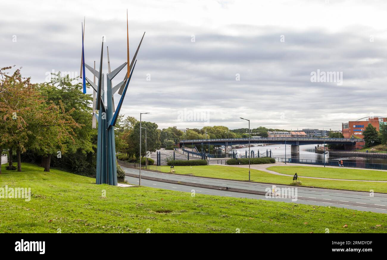 A view of Riverside Road in Stockton on Tees,England,UK with the ...
