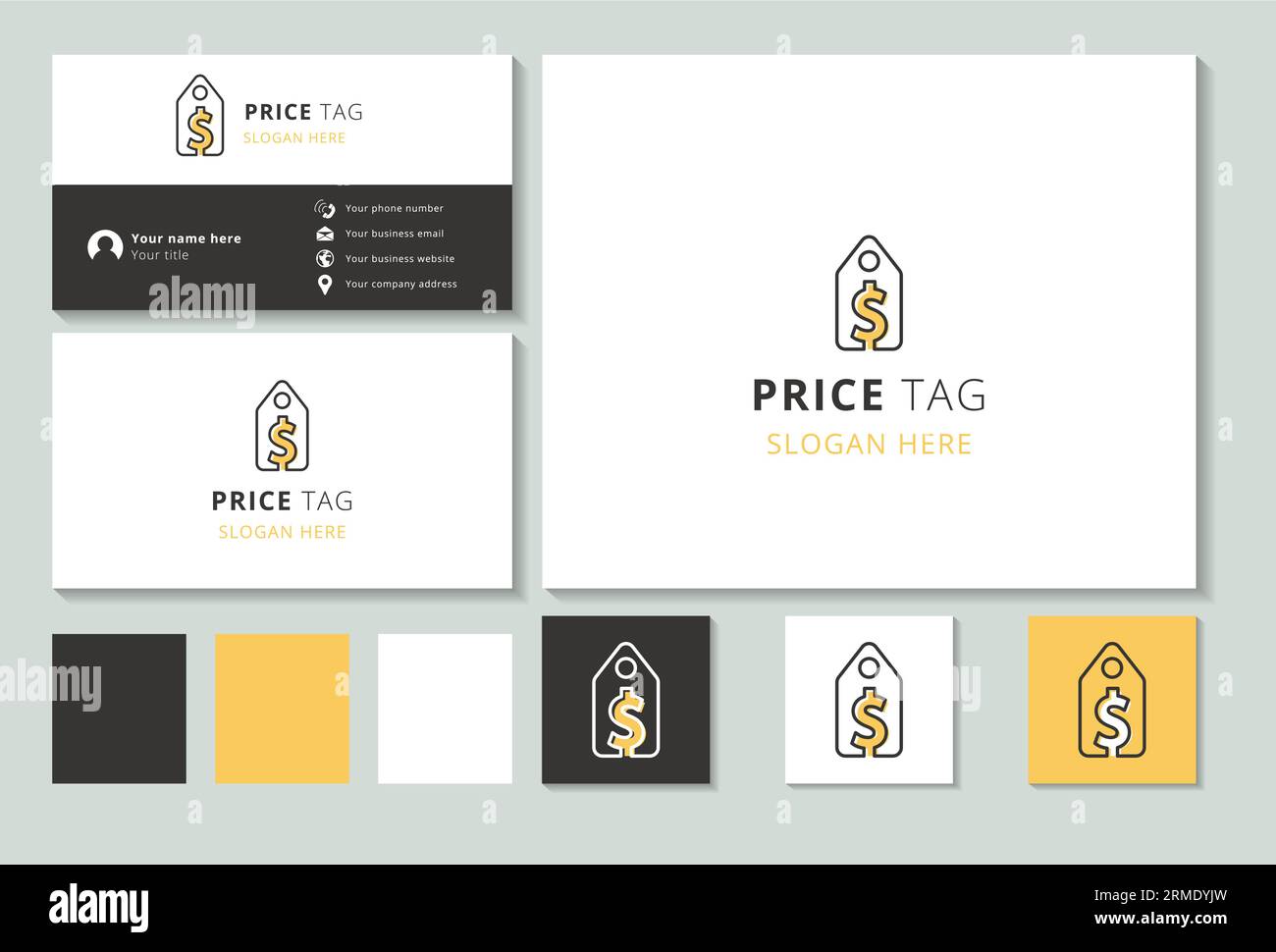 Price tag logo design with editable slogan. Branding book and business ...
