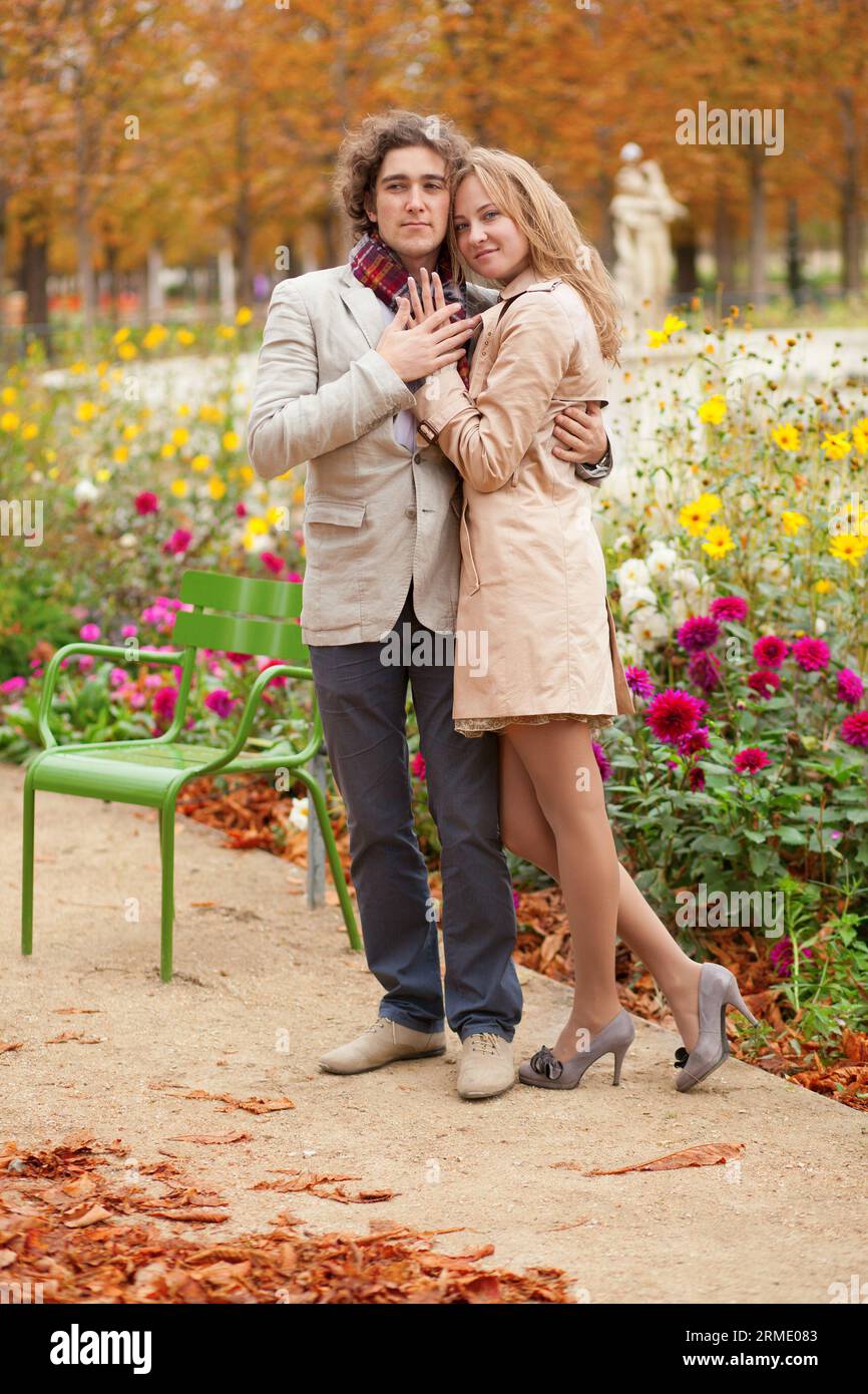 Romantic couple at fall, having a date Stock Photo - Alamy