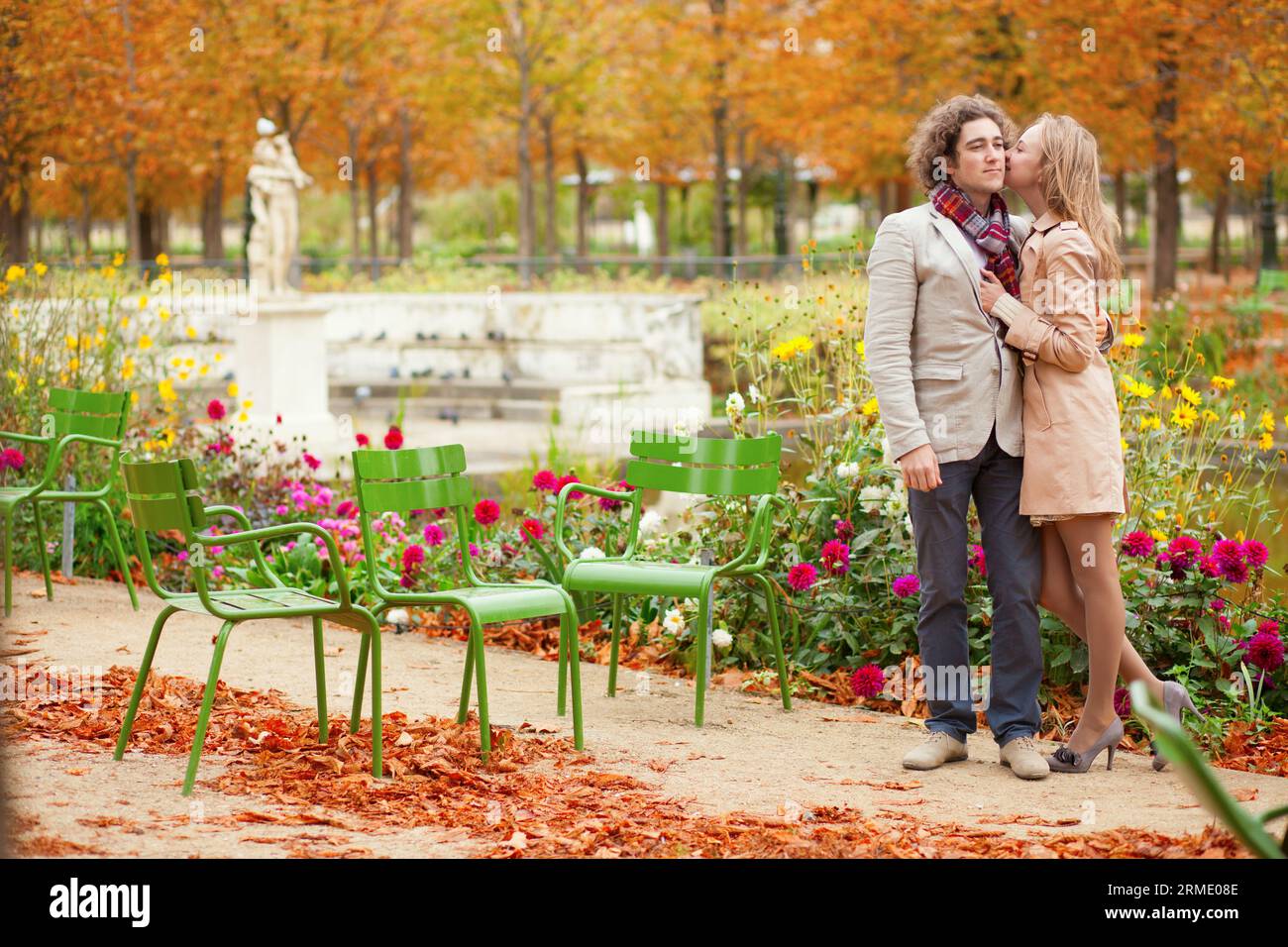Romantic couple at fall, having a date Stock Photo - Alamy