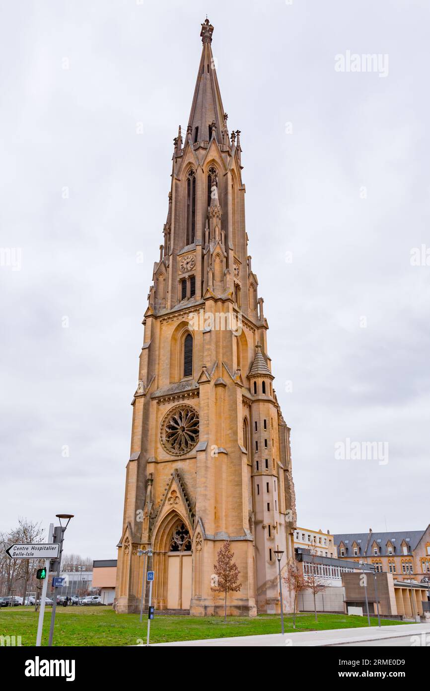 Metz, France - January 23, 2022: Tower of the Garrison Temple is the ...