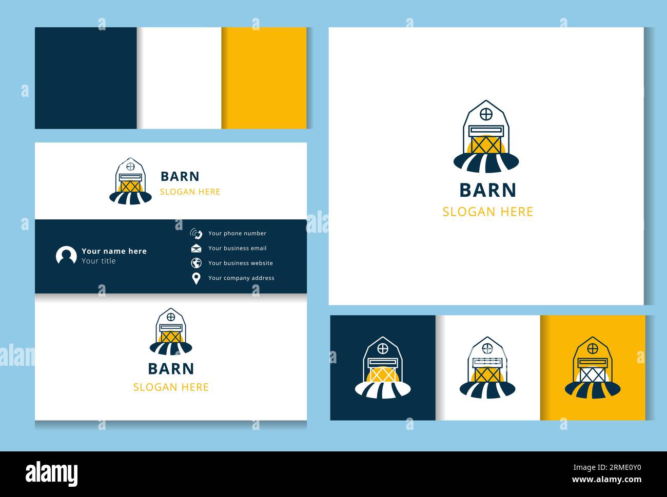 Barn logo design with editable slogan. Branding book and business card ...