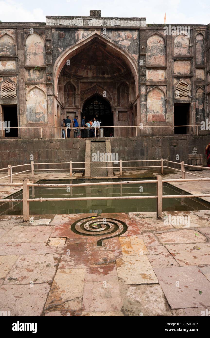 INDIA, MADHYA PRADESH, MANDU, July 2023, Devotee at Nilkanth Mahadev ...