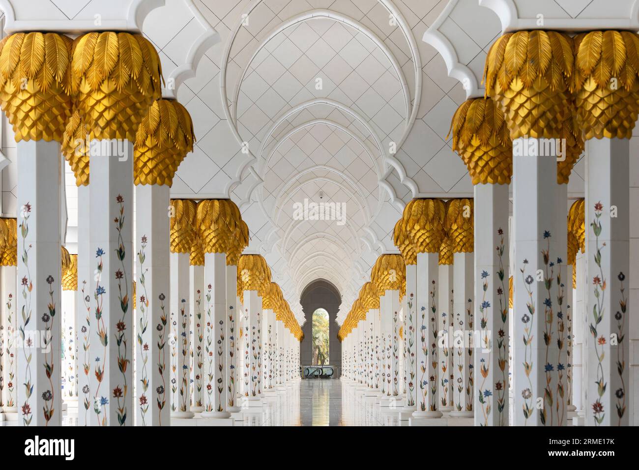 Architectural Columns with Floral Patterns in Sheikh Zayed Mosque Stock ...