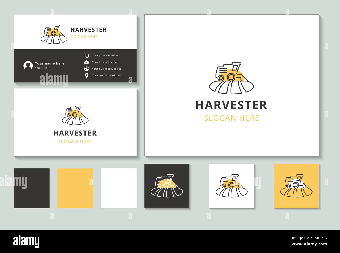 Harvester logo design with editable slogan. Branding book and business ...