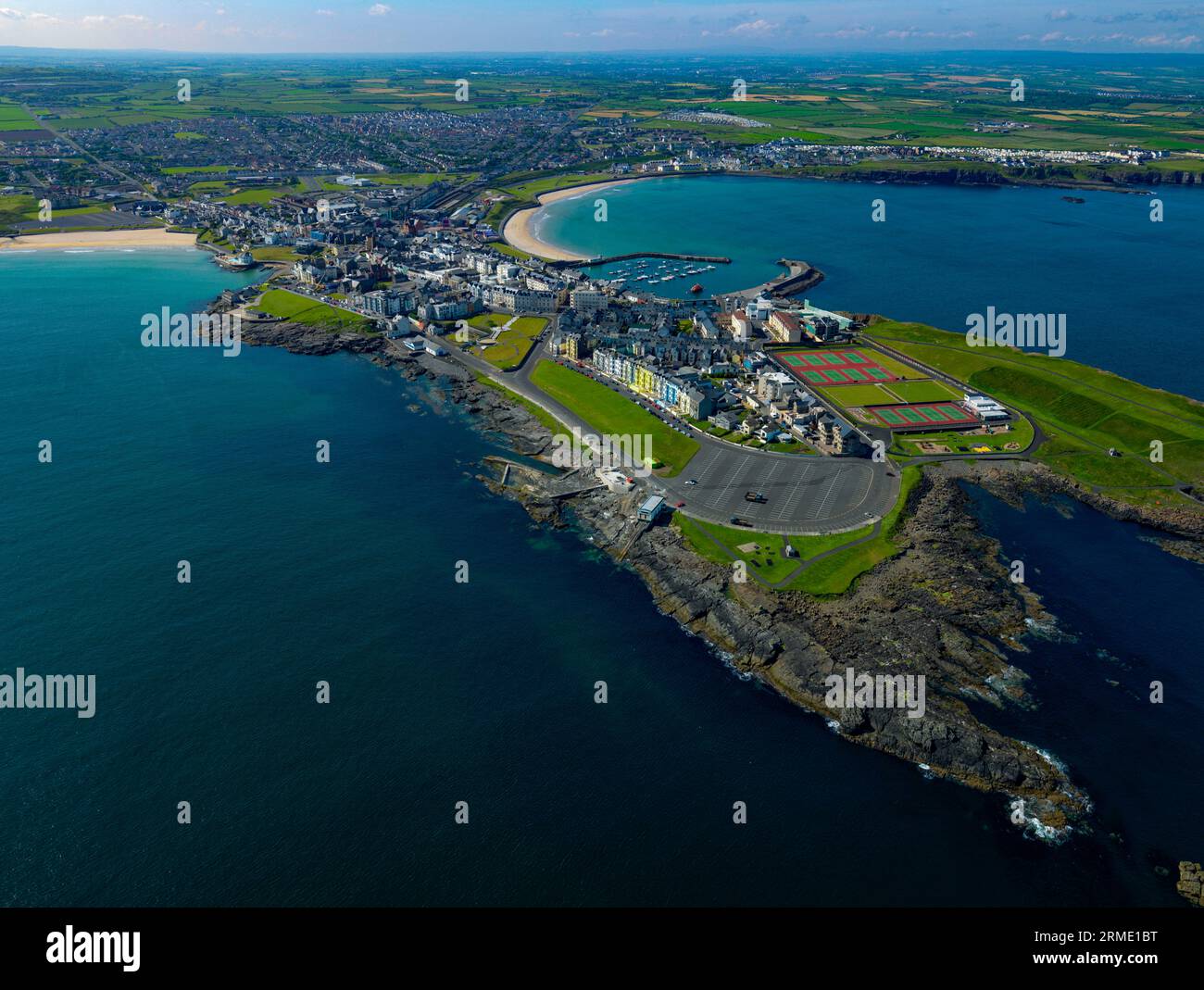 Aerial of Portrush, County Antrim, Causeway Coast, Northern Ireland ...