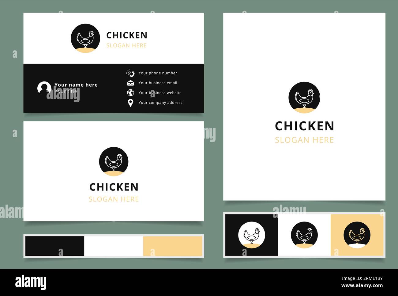 Chicken logo design with editable slogan. Branding book and business ...