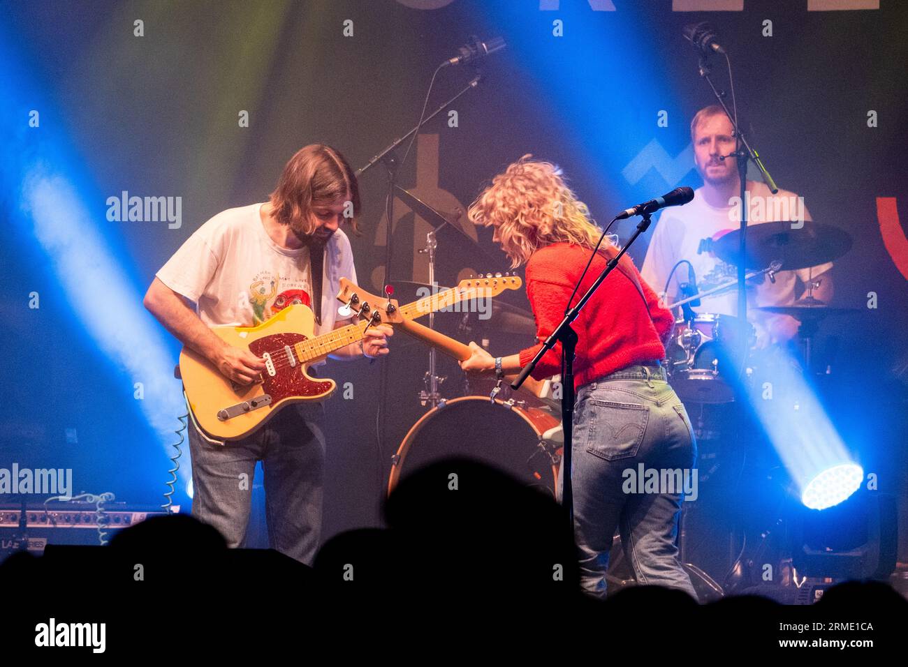Sam Willmett (guitar), Dan Matthew (drums) and Tilly Harris (bass) of ...