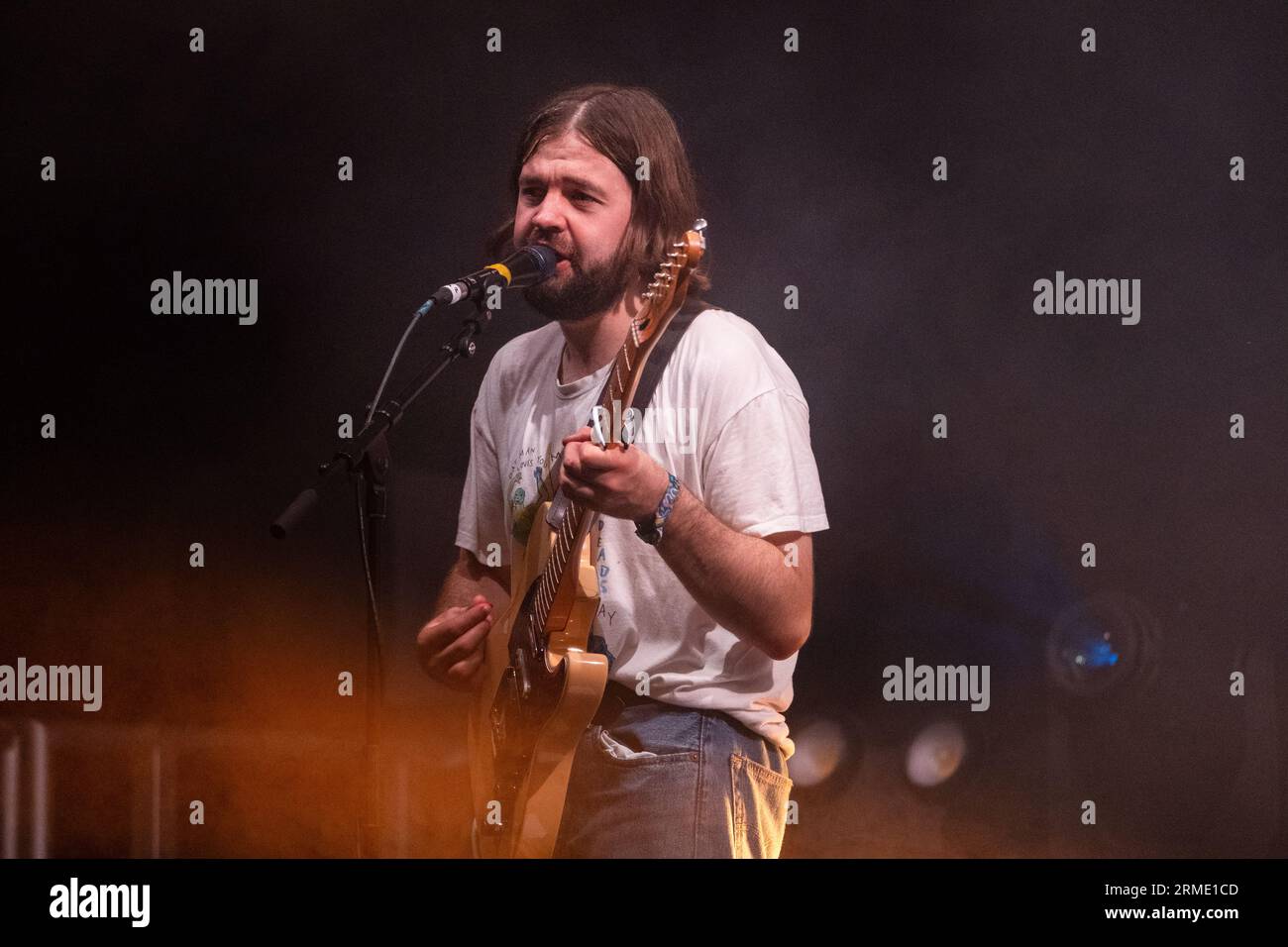 Sam Willmett (guitar/vocals) of Welsh band The Bug Club at Green Man ...