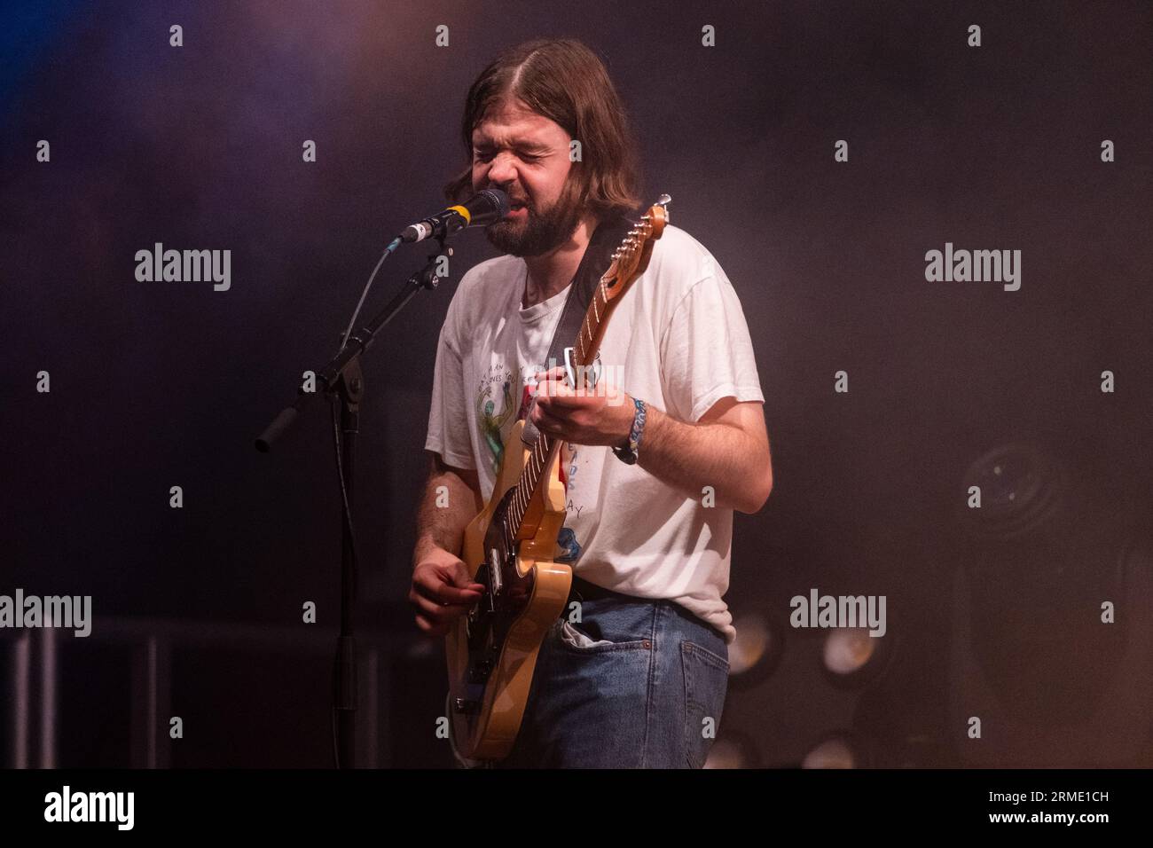 Sam Willmett (guitar/vocals) of Welsh band The Bug Club at Green Man ...