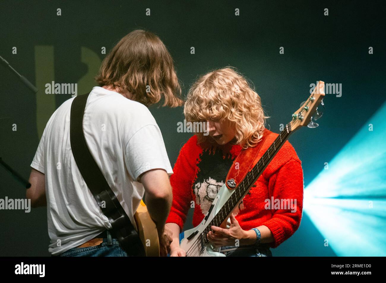Sam Willmett (guitar) and Tilly Harris (bass) of Welsh band The Bug ...