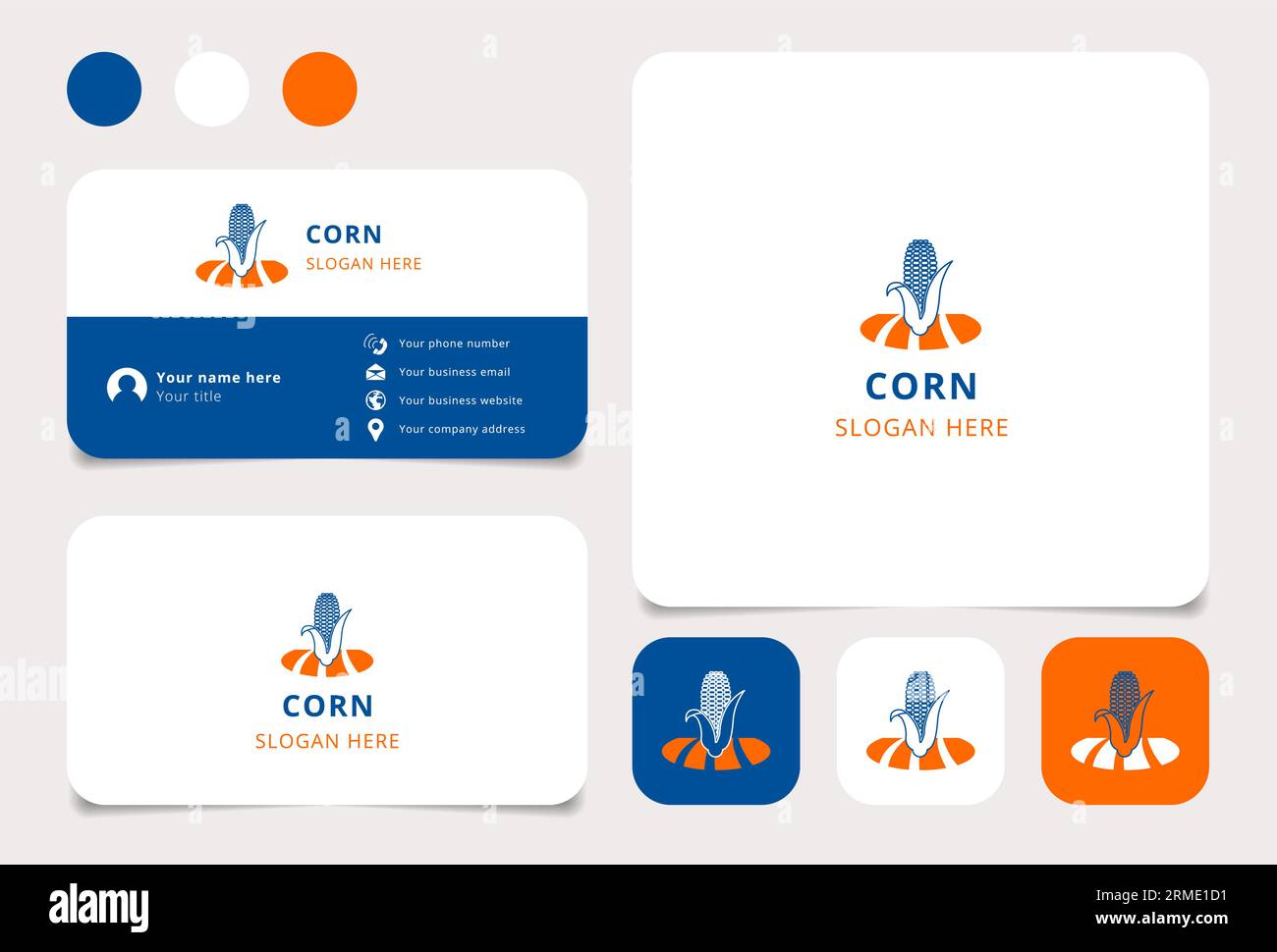 Corn logo design with editable slogan. Branding book and business card ...
