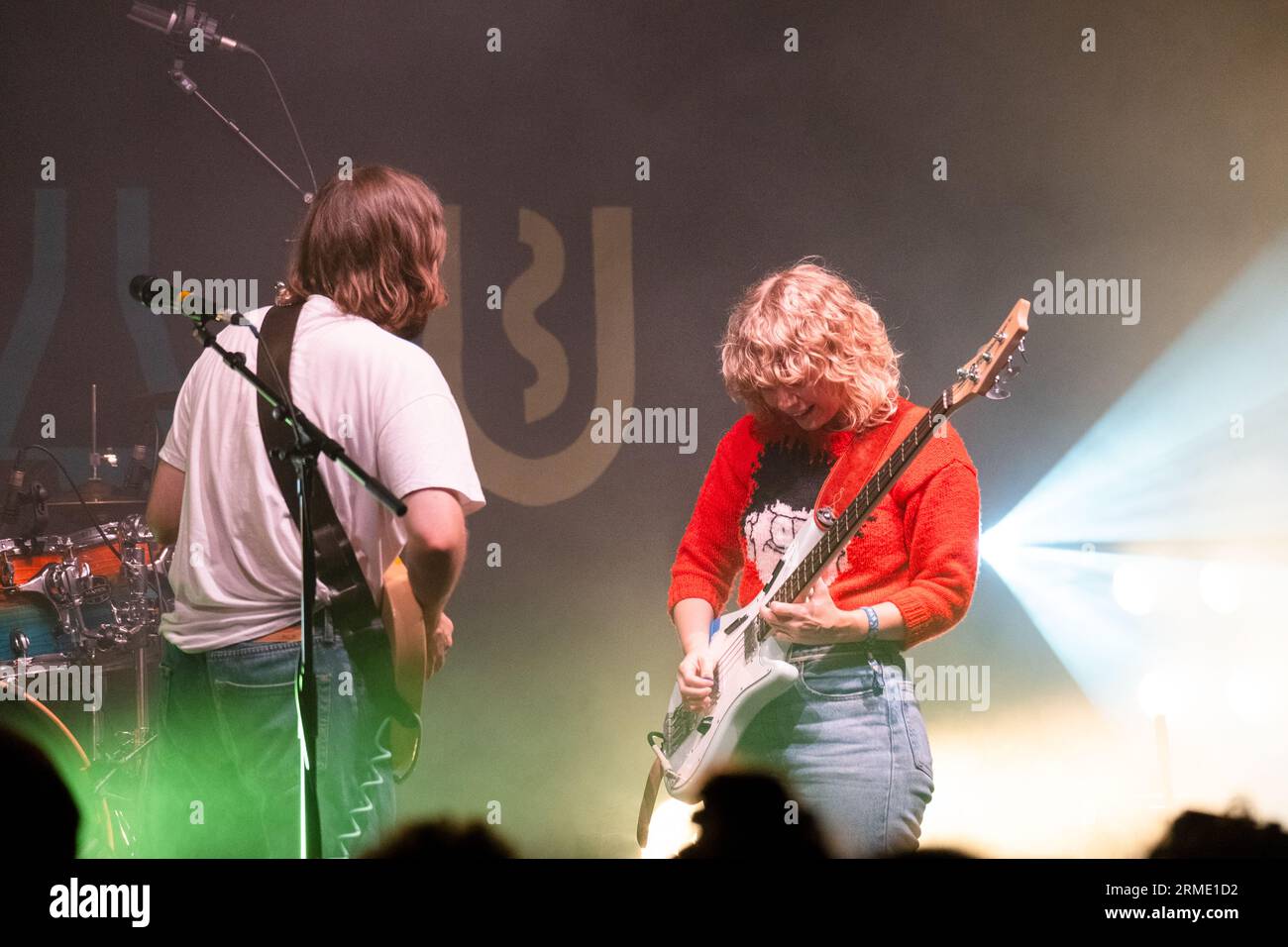 Sam Willmett (guitar) and Tilly Harris (bass) of Welsh band The Bug ...