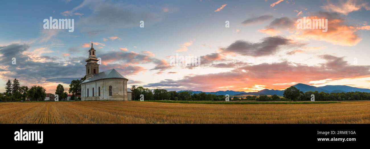 Rural landscape with a church in Turiec region, central Slovakia Stock ...