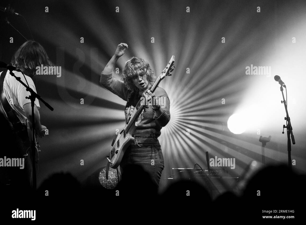 Sam Willmett (guitar) and Tilly Harris (bass) of Welsh band The Bug ...