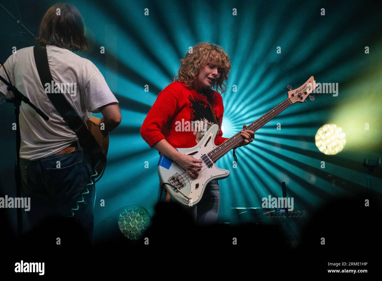 Sam Willmett (guitar) and Tilly Harris (bass) of Welsh band The Bug ...