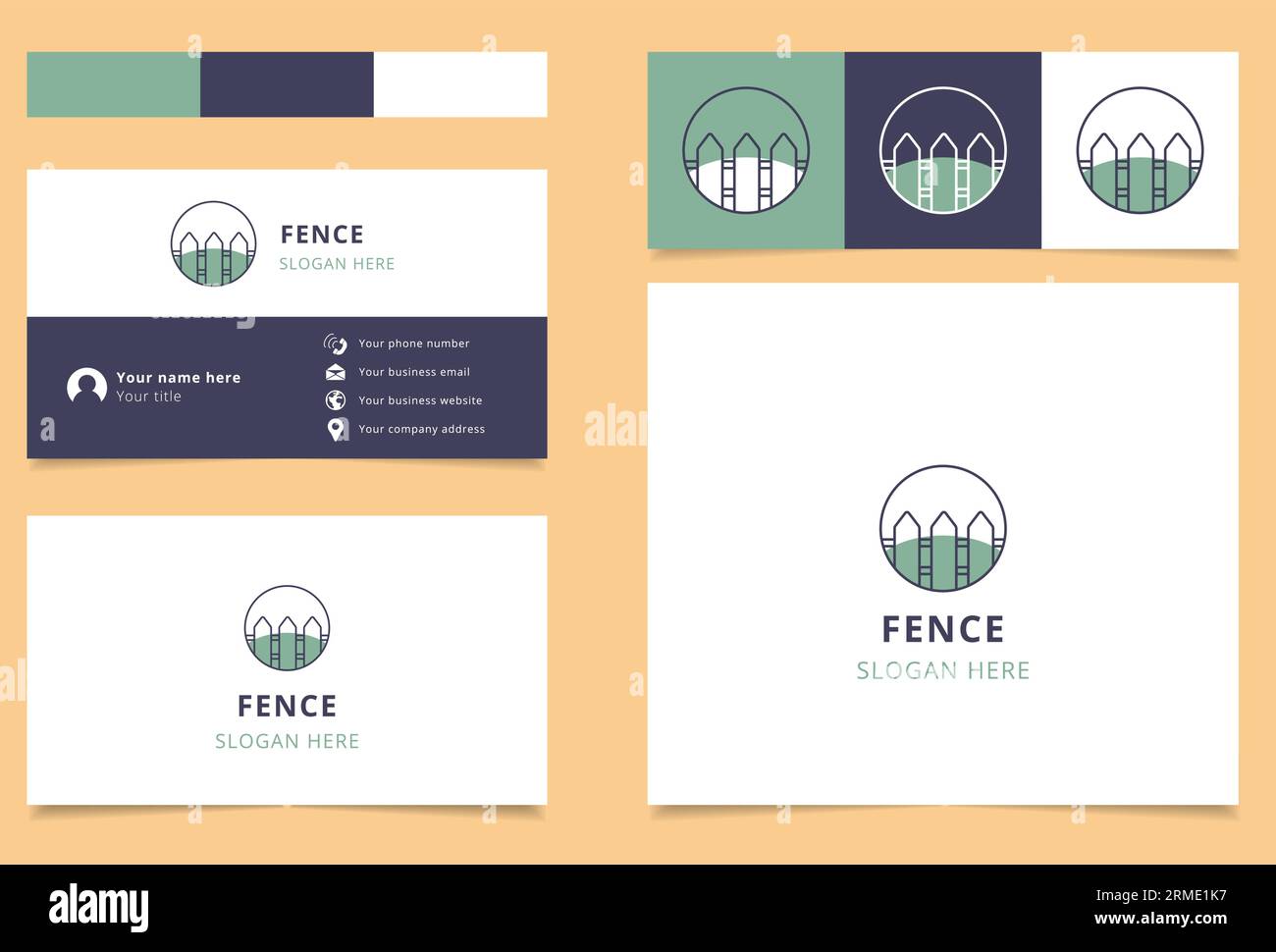 Fence logo design with editable slogan. Branding book and business card ...