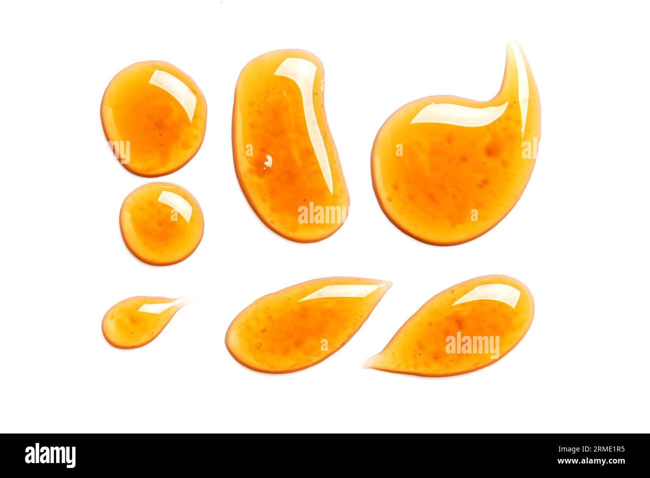 Honey drops set isolated on white background close up Stock Photo - Alamy