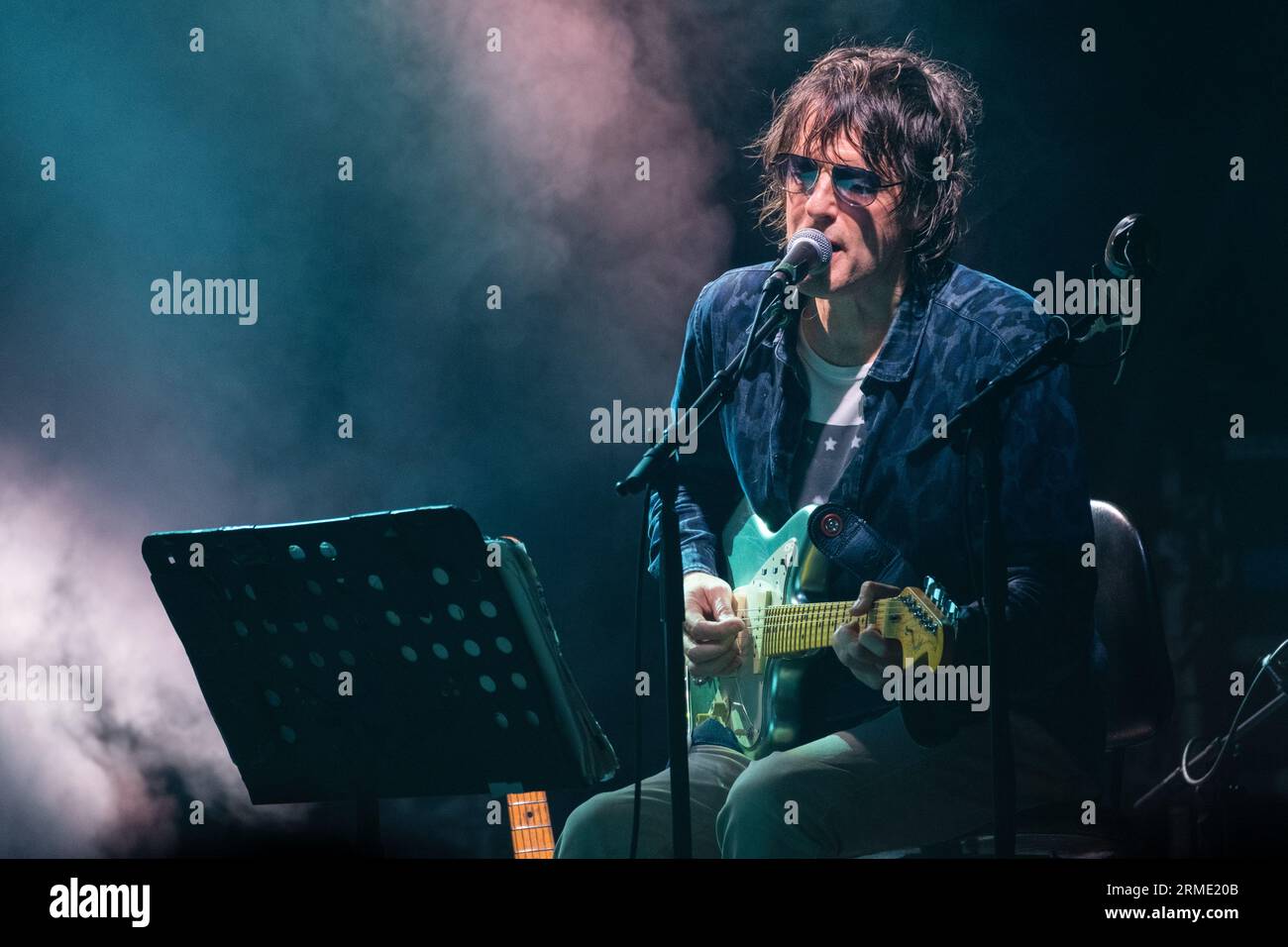 Jason Pierce (J Spaceman) of space rock band Spiritualized playing at ...