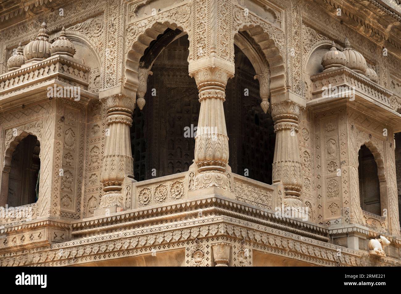 Carving details on the outer wall of Shri Ahilyeshwar Mandir, situated ...