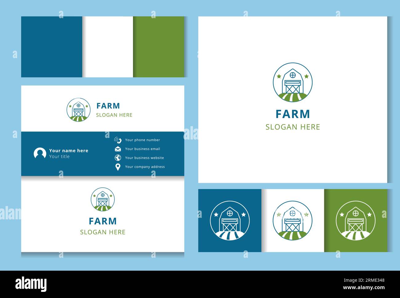 Farm logo design with editable slogan. Branding book and business card ...