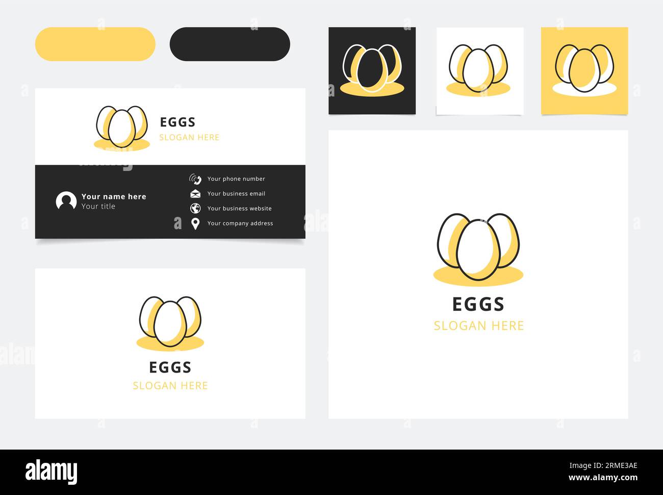 Eggs logo design with editable slogan. Branding book and business card ...