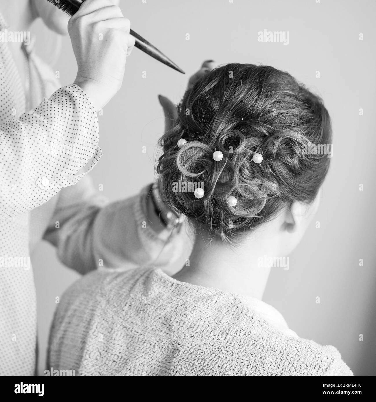 Bridal hair style Black and White Stock Photos & Images - Alamy