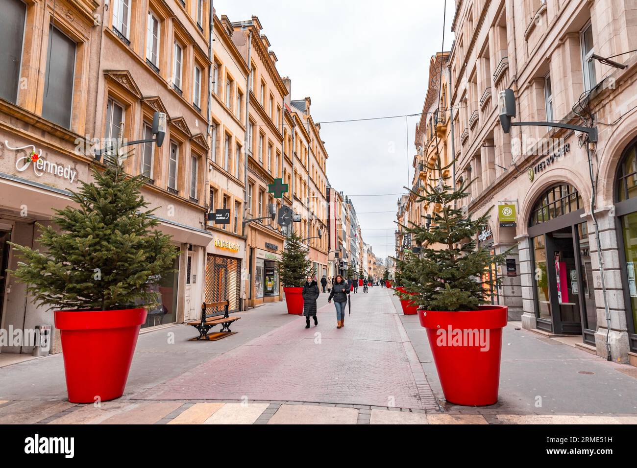 Metz, France - January 23, 2022: Rue Serpenoise, often called Rue Serp ...
