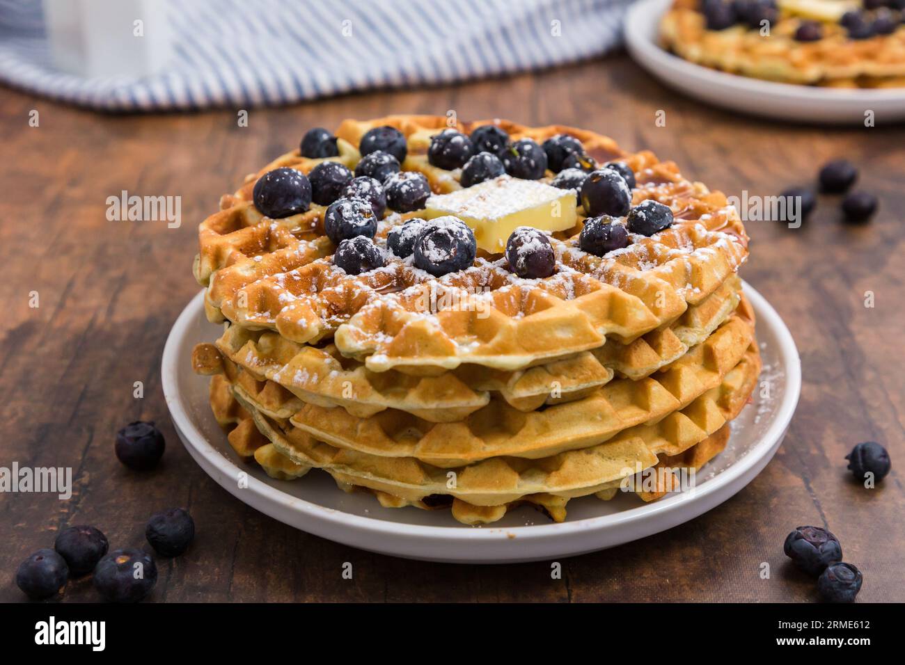 Stack delicious belgian waffle hi-res stock photography and images - Alamy