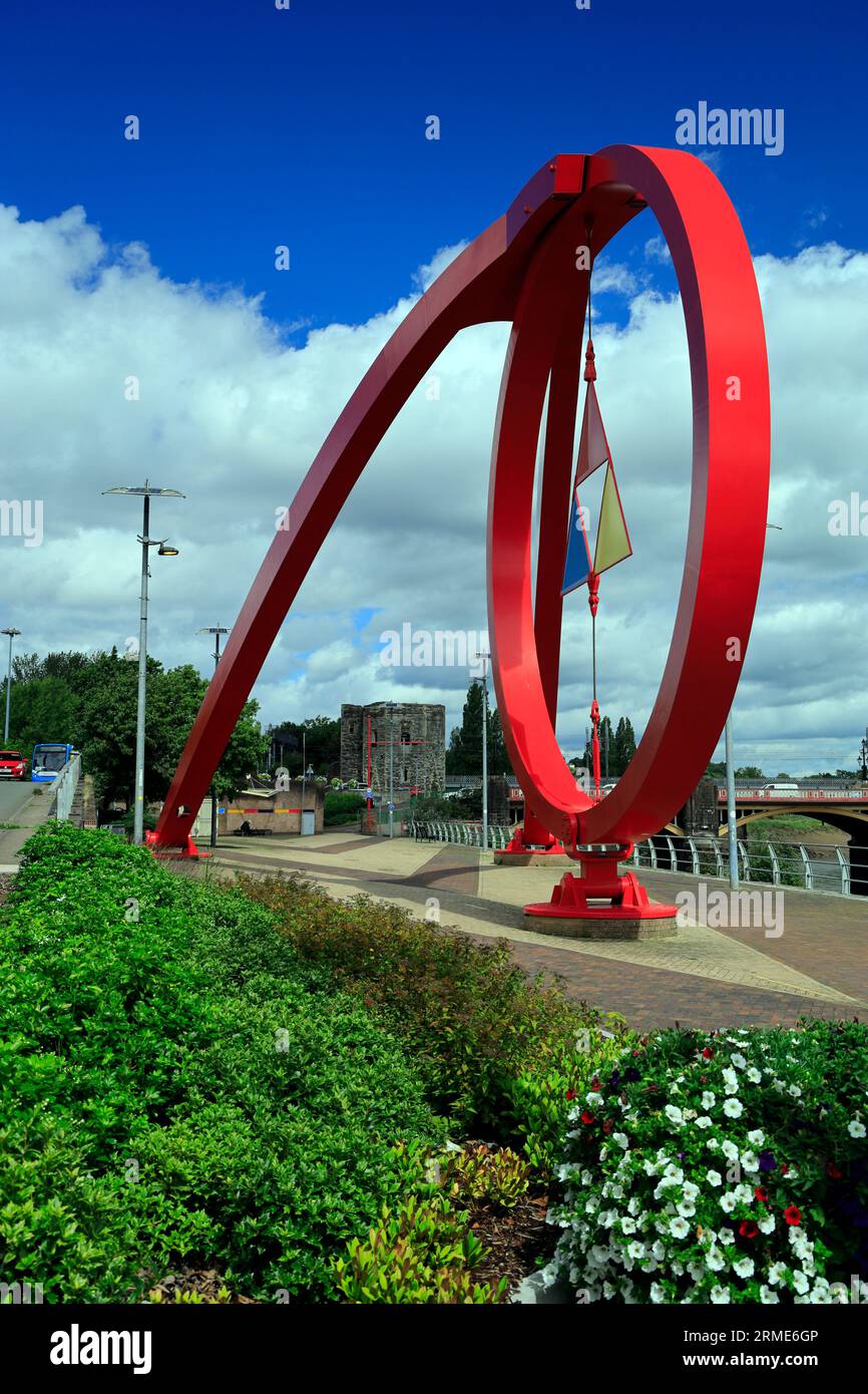 Steel Wave sculpture by Peter Fink, Newport, Gwent, South Wales Stock ...