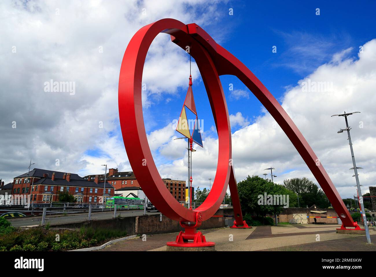 Steel Wave sculpture by Peter Fink, Newport, Gwent, South Wales Stock ...