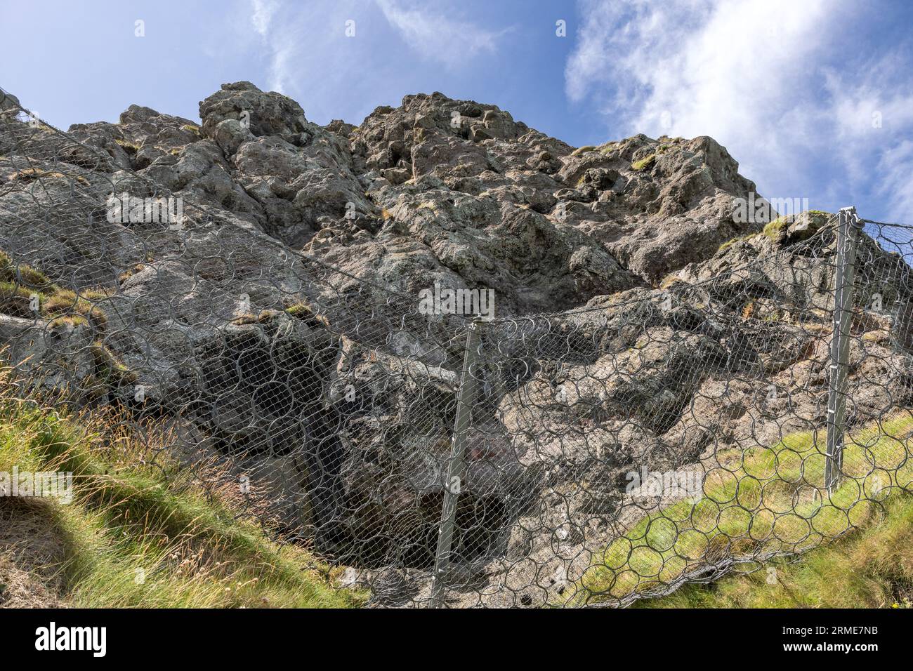 Rockfall protection, The Gobbins Cliff Path, Islandmagee, County Antrim ...