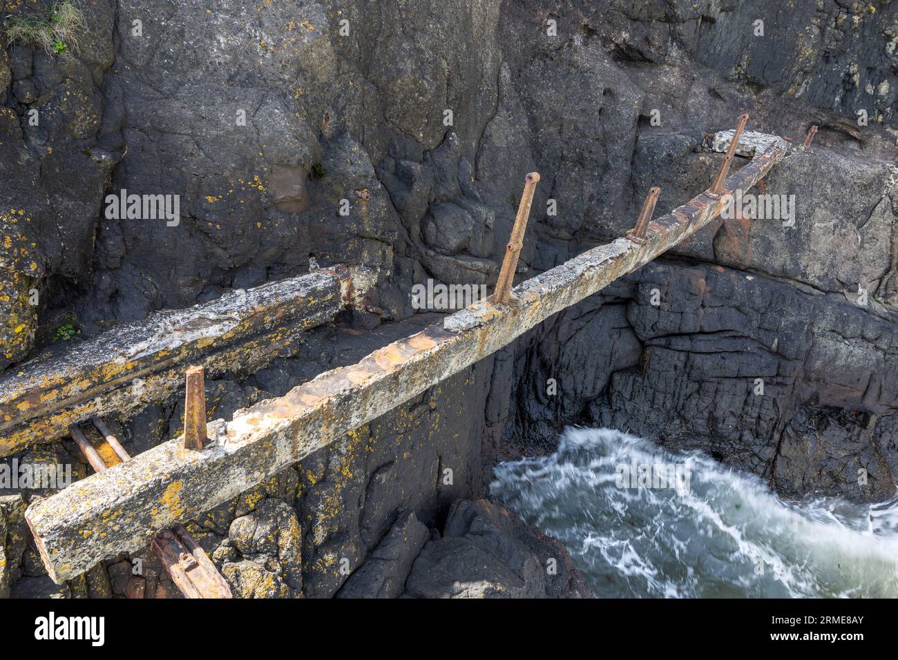 Remnants of original part of walkway by bridge 2, The Gobbins Cliff ...