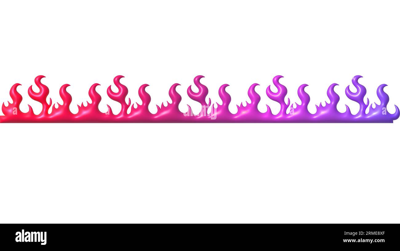 3D fire border in Y2K style, inflated flame reflecting 2000s aesthetics ...