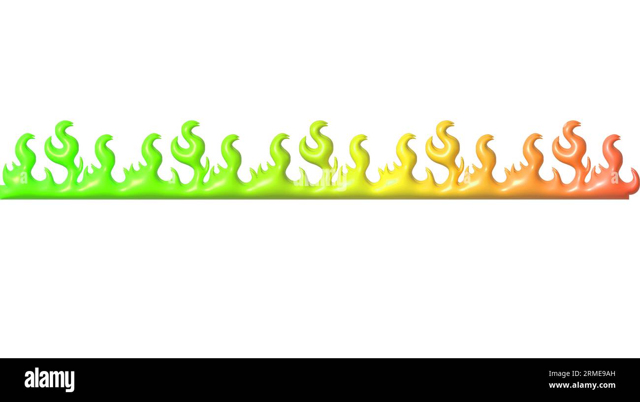 3D fire border in Y2K style, inflated flame reflecting 2000s aesthetics ...