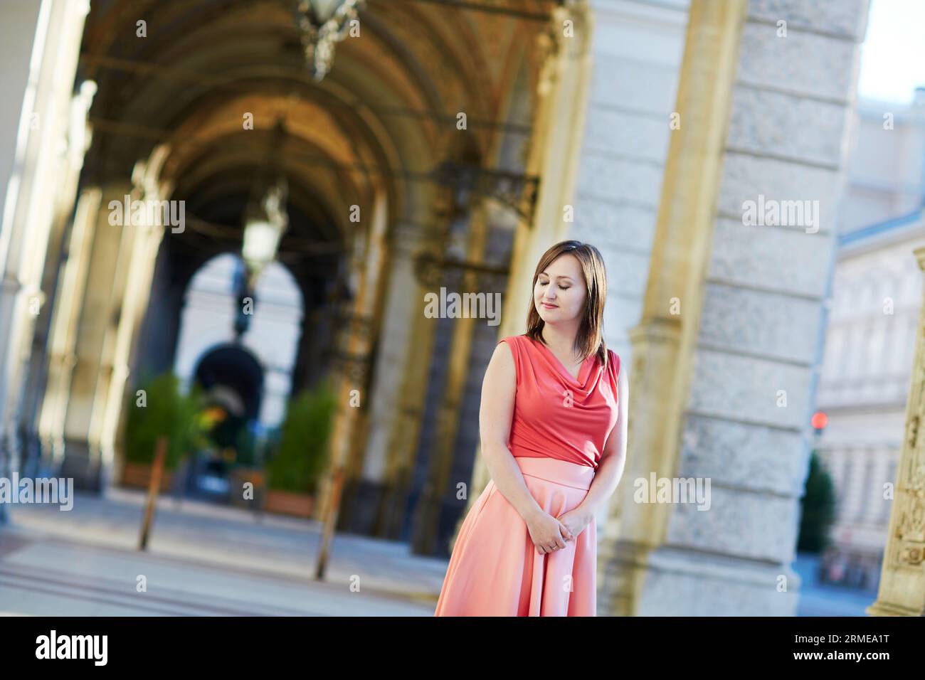 Beautiful young woman walking in Vienna, Austria Stock Photo - Alamy