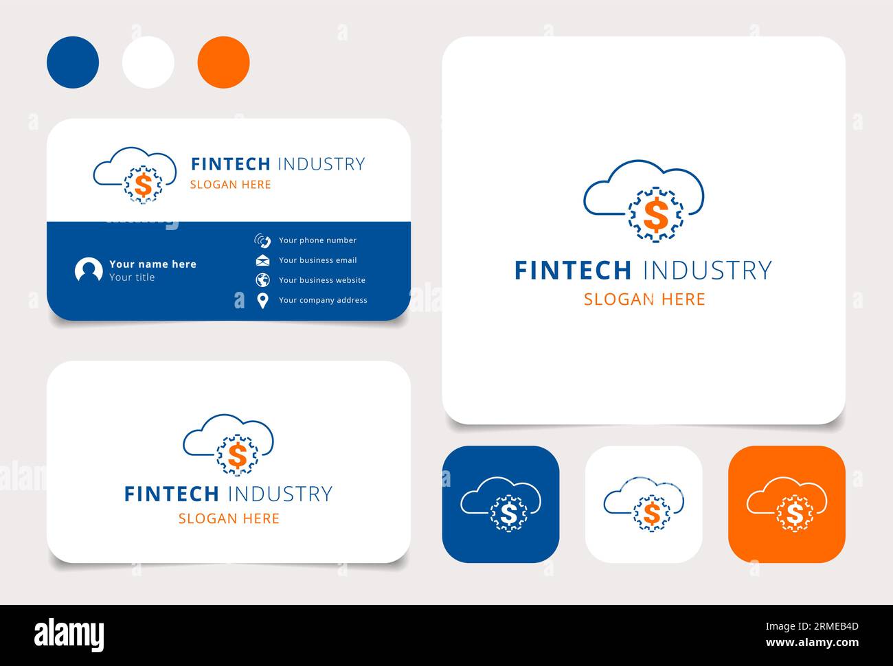 Fintech industry logo design with editable slogan. Branding book and ...