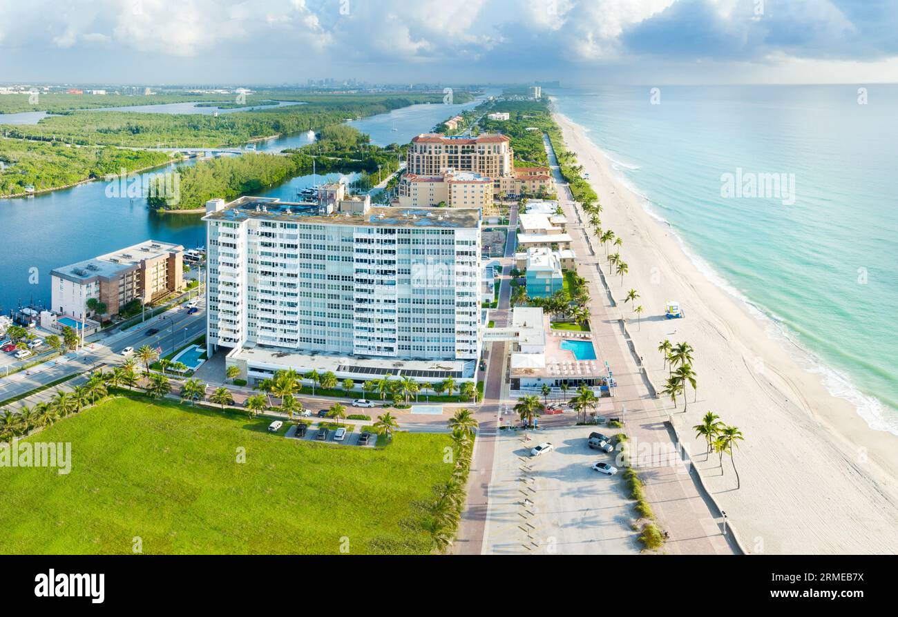 Aerial Panoramic View, Hollywood Beach, Miami, Florida Stock Photo - Alamy