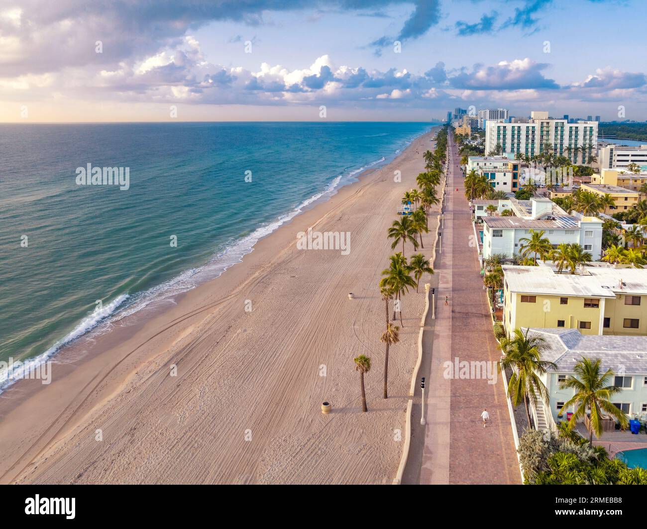 Aerial Panoramic View, Hollywood Beach, Miami, Florida Stock Photo - Alamy